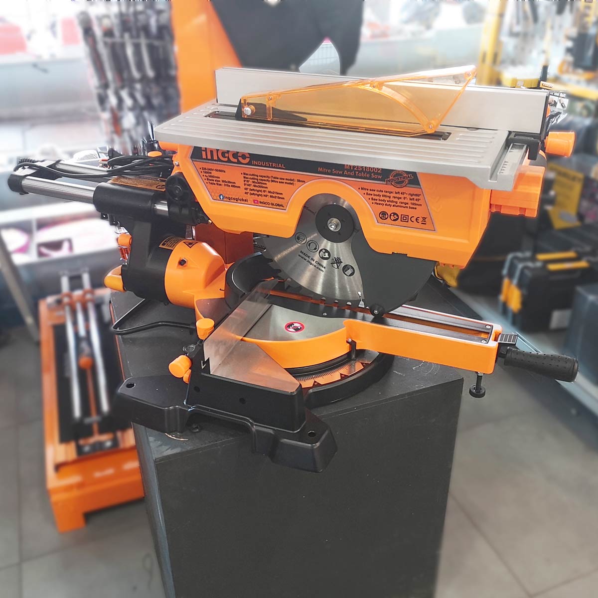 Ingco Φαλτσοπρίονο Radial 2 Εργασιών με Laser 1800W Φ 305mm - droutsas.gr